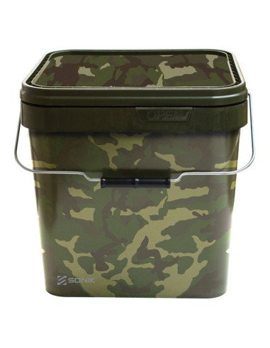 Sonik Camo 5L Square Bucket Futtereimer Ködereimer Angelkübel mit D...